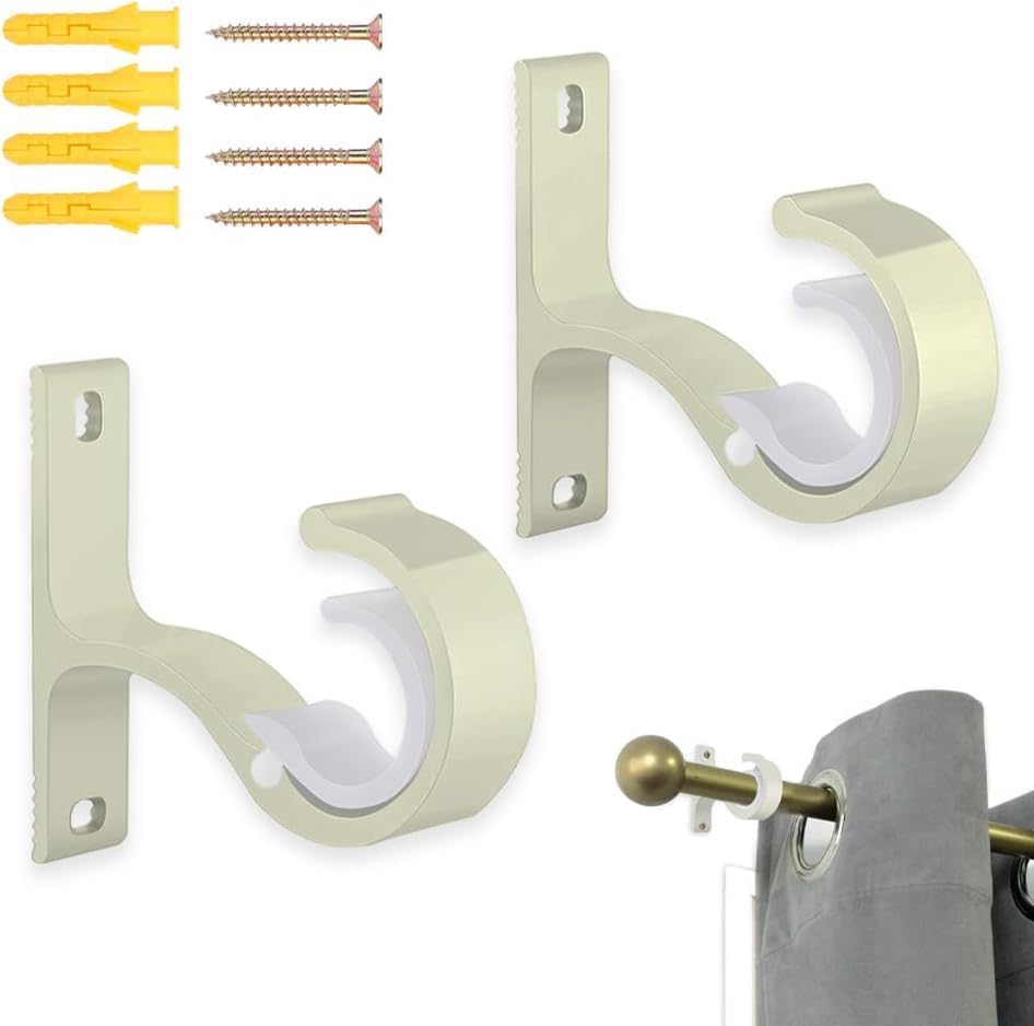 AZWOOD Curtain Pole Bracket, 2pcs Heavy Duty Curtain Rail Brackets for ...
