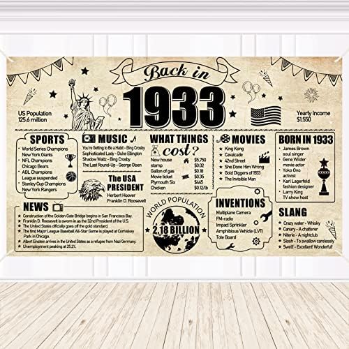 Amazon.com: DARUNAXY 90th Birthday Party Decorations, Vintage Back in ...
