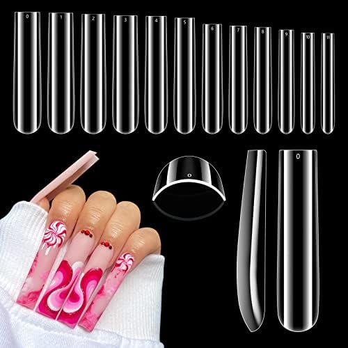 Amazon.com: AILLSA Medium Square Nail Tips - Upgraded Matte Soft Gel ...