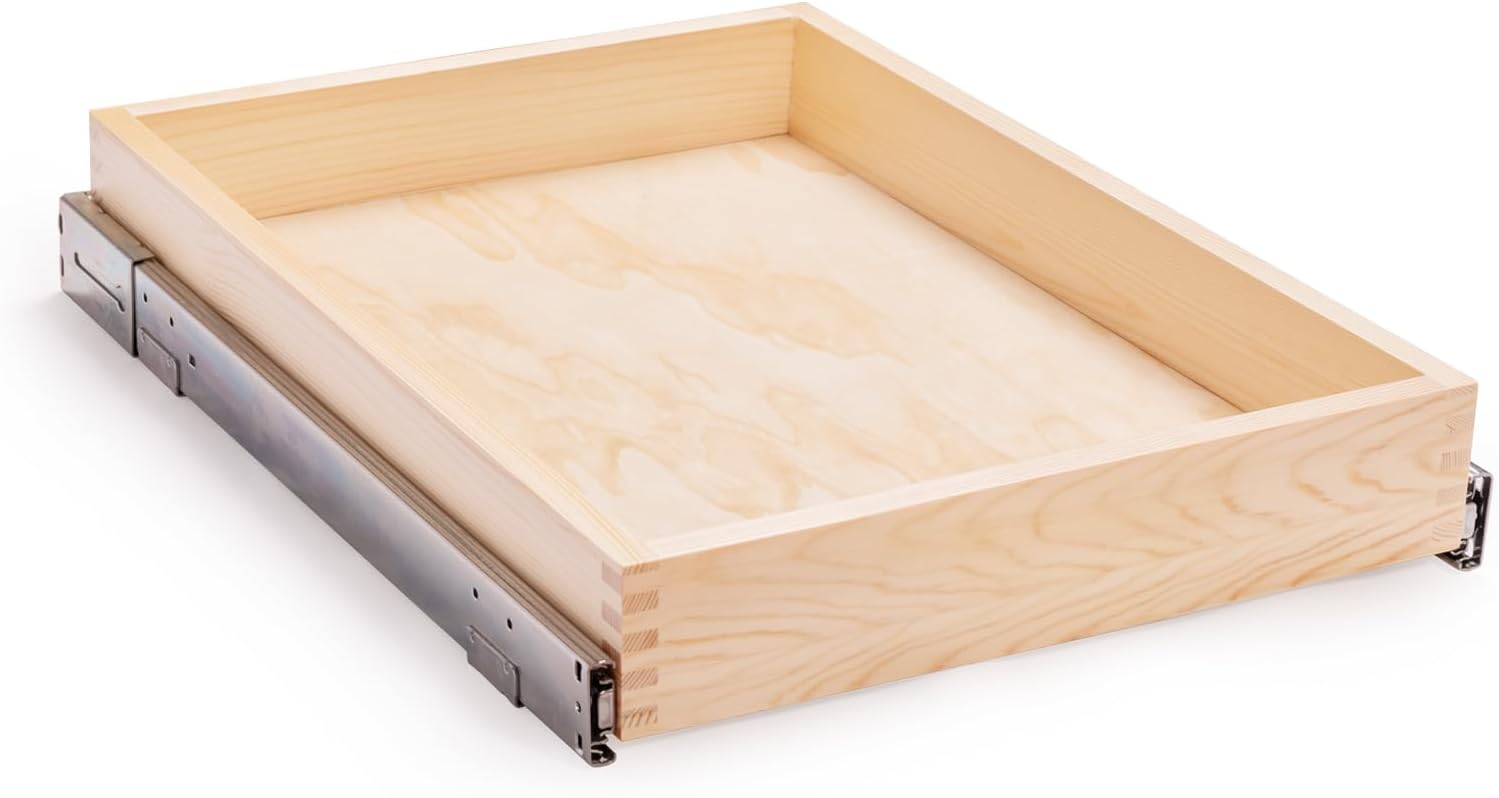Amazon.com: TANEMUDO 3 Set Pull Out Tray Cabinet Organizer Wooden Slide ...