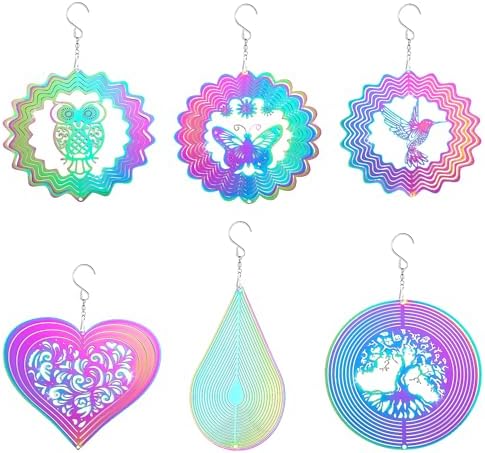 Amazon.com: Wind Spinners Outdoor Hanging, 6PCS Wind Spinners Outdoor ...