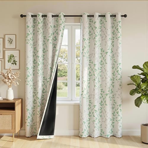 Amazon.com: MEETSKY 95% Blackout Curtains for Bedroom, Green and Grey ...