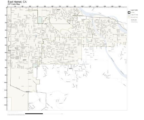 Amazon.com : ZIP Code Wall Map of East Hemet, CA ZIP Code Map Laminated ...