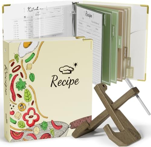 Amazon.com: Recipe Binder 8.5x11 with Cookbook Stand Set,3 Ring Full ...
