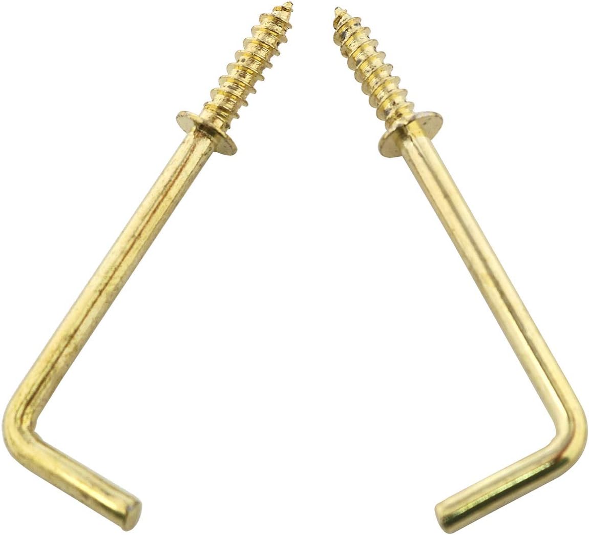 Amazon.com: 120Pcs 6 Sizes Gold Brass Plated Metal Screw-in Square Bend ...