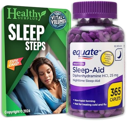 Amazon.com: Equate Sleep-Aid Diphenhydramine HCI 25 mg 365 Caplets and ...