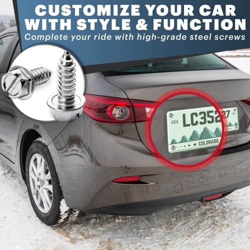 Snapklik.com : Chrome License Plate Screw Kit - Set Of 4 Stainless ...