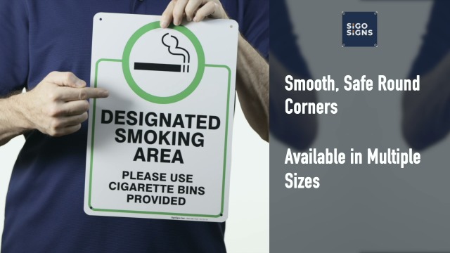 SmartSign "Designated Smoking Area - Please Use Ashtrays" Sign