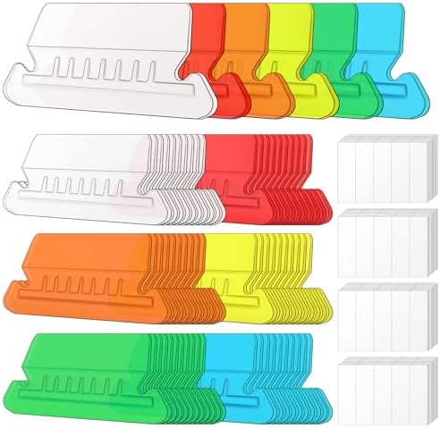 Amazon.com : Hanging File Folder Tabs, 60 Sets Multicolor File Tabs and Inserts 2" Clear Plastic ...