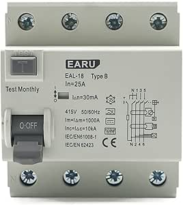 Amazon.co.jp: 4P 10/30/100/300mA RCD Electromagnetic Residual Current Circuit Breaker ...