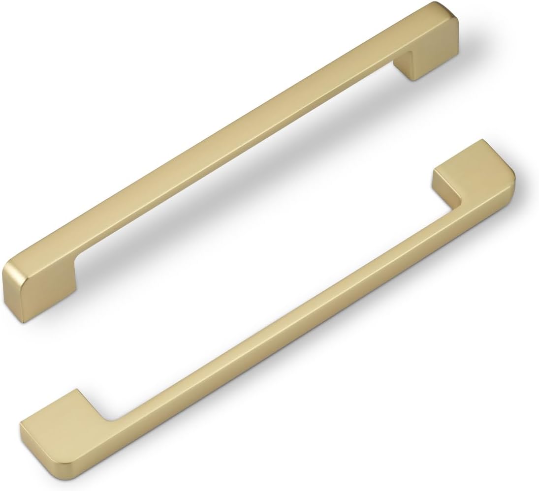 Haliwu 10 Pack Cabinet Handles Brushed Gold Cabinet Pulls 8 Inch Hole ...