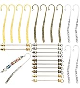 Amazon.com: 12 Pcs Beadable Bookmarks DIY Metal Blank Bar Bookmark for ...