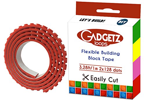 Gadgetz Loops Building Block Tape Roll Self-Adhesive Red 3.26 Feet ...
