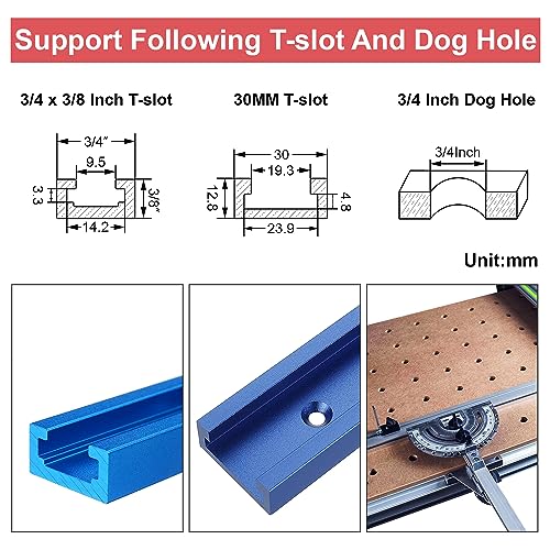 Snapklik.com : 2 Pack T Track Hold Down Clamps Woodworking T Slot Clamp ...
