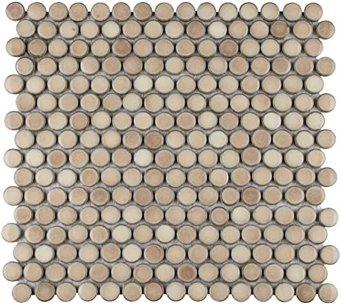 Merola Tile Hudson Penny Round Silk White 11-7/8" x 12-5/8" Porcelain ...