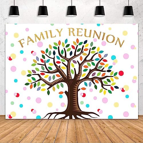 Amazon.com : FHZON Family Reunion Backdrop Colorful Leaves Party Tree ...