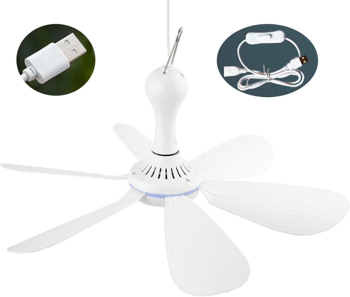 Amazon.com: GRABLOOM 16.5 Inch Camping Fan Hanging Fan 5W USB Canopy ...