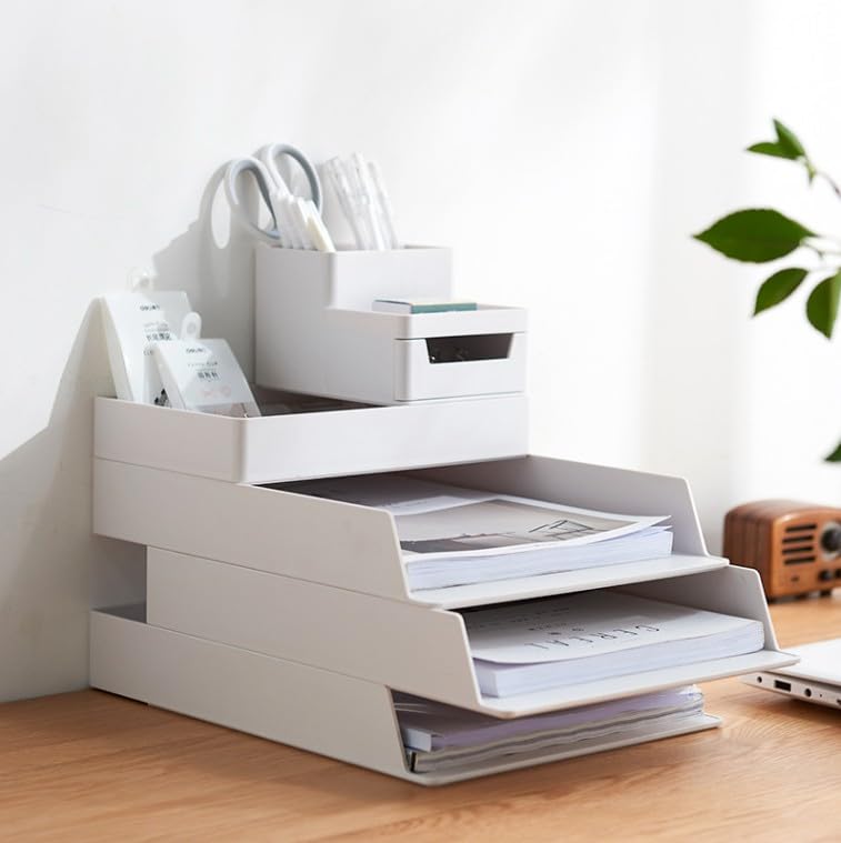 YURRO Stackable Desk Supplies Organiser A4 Paper Holer Desktop Storage ...