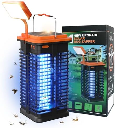 PALONE Fly Zapper, 7.5W Solar Panel Fly Killer, Electric Rechargeable ...
