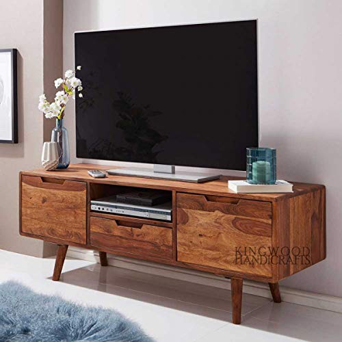 KINGWOOD FURNITURE Dresden TV Entertainment Unit Table with Set Top Box ...