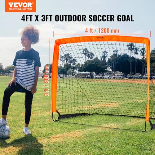 VEVOR Football Goal, 4×3 ft Kids Backyard Soccer Goal, Foldable Pop Up ...
