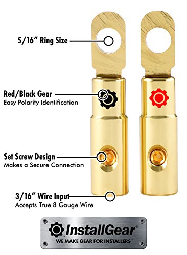 Snapklik.com : InstallGear 8 AWG Gauge Gold Ring Set Screw Battery Ring ...