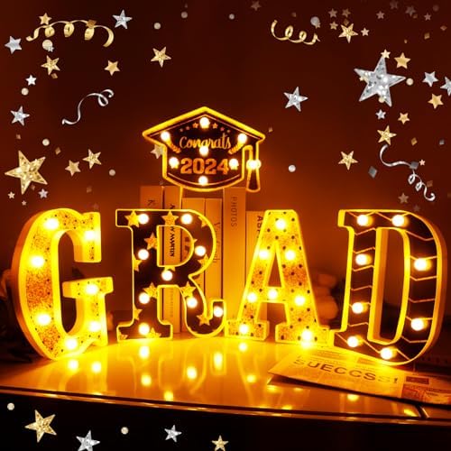 Amazon.com: Graduate LED Lights, 4 LED Marquee Light Up Letters“ GRAD ...