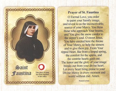 Buy Saint/St Faustina Relic Holy Card Patron of Divine Mercy Made in ...