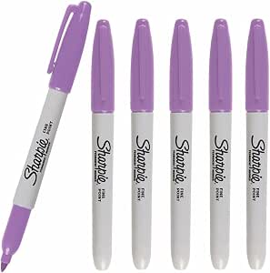 6 x Sharpie Permanent Marker Pens, Medium Point Tip | Purple/Lilac ...