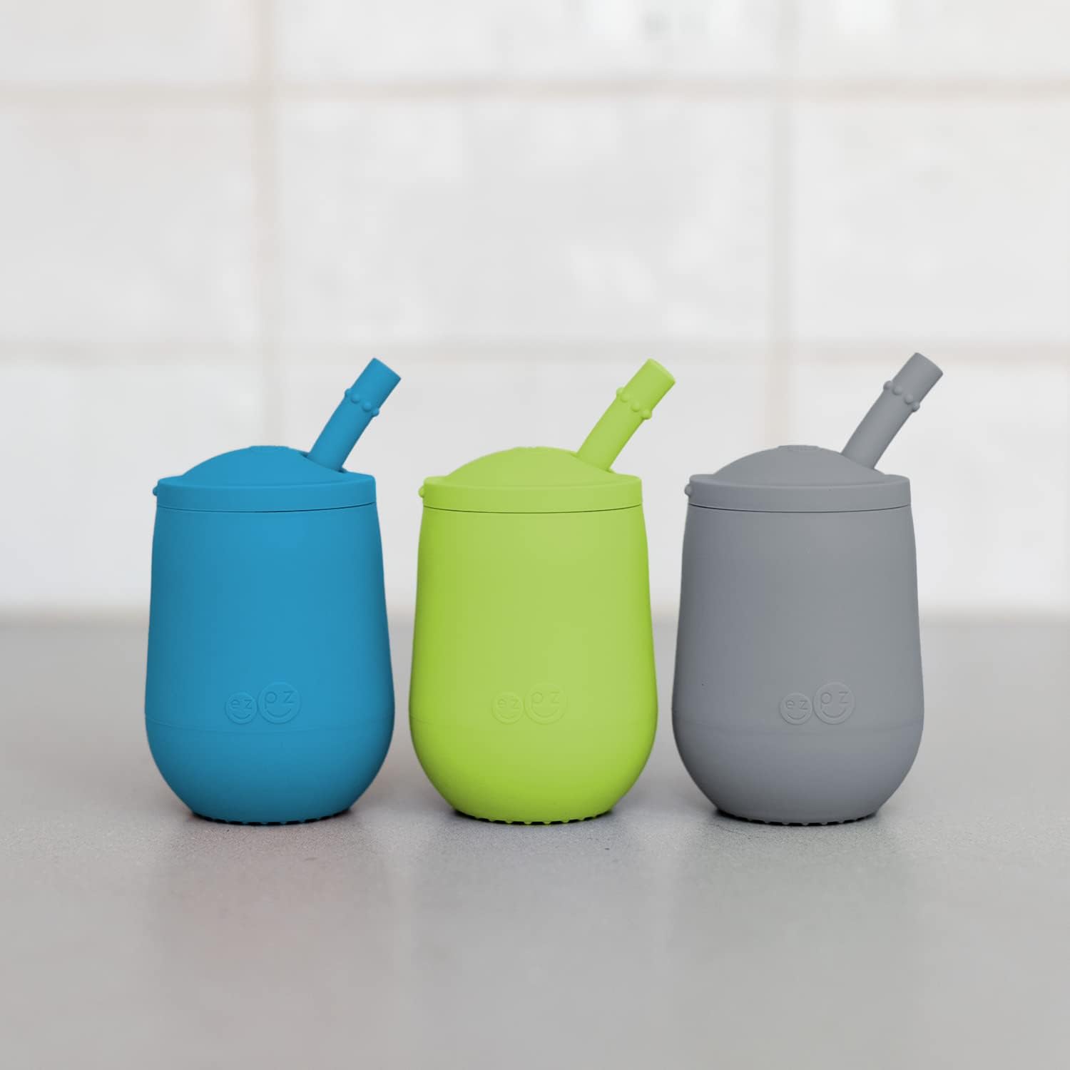Amazon.com: ezpz Mini Cup + Straw Training System 3-Pack (Blue, Lime ...