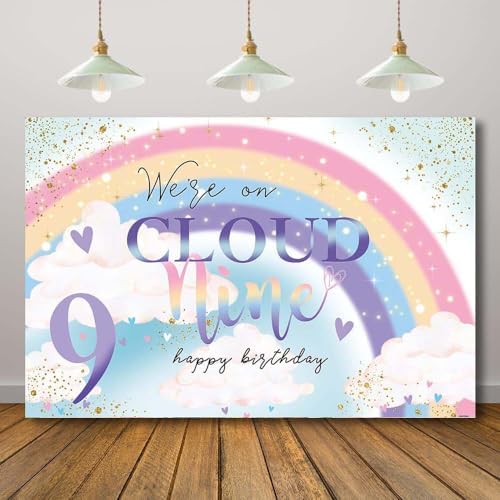 Amazon.com : Mocsicka On Cloud 9 Birthday Backdrop 7x5ft - Cute Rainbow ...