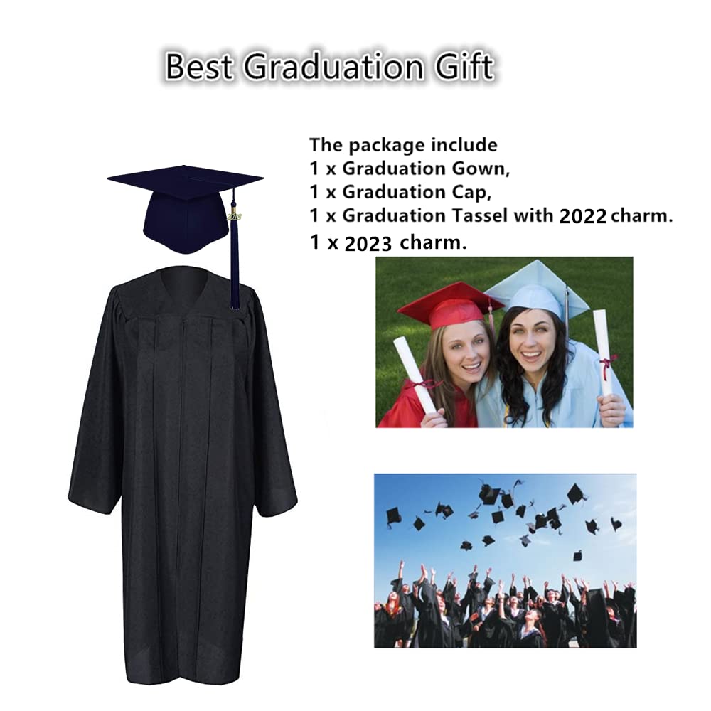 LEWOTE 2022 Matte Adult Graduation Gown Cap Tassel Set[With 2022 and ...