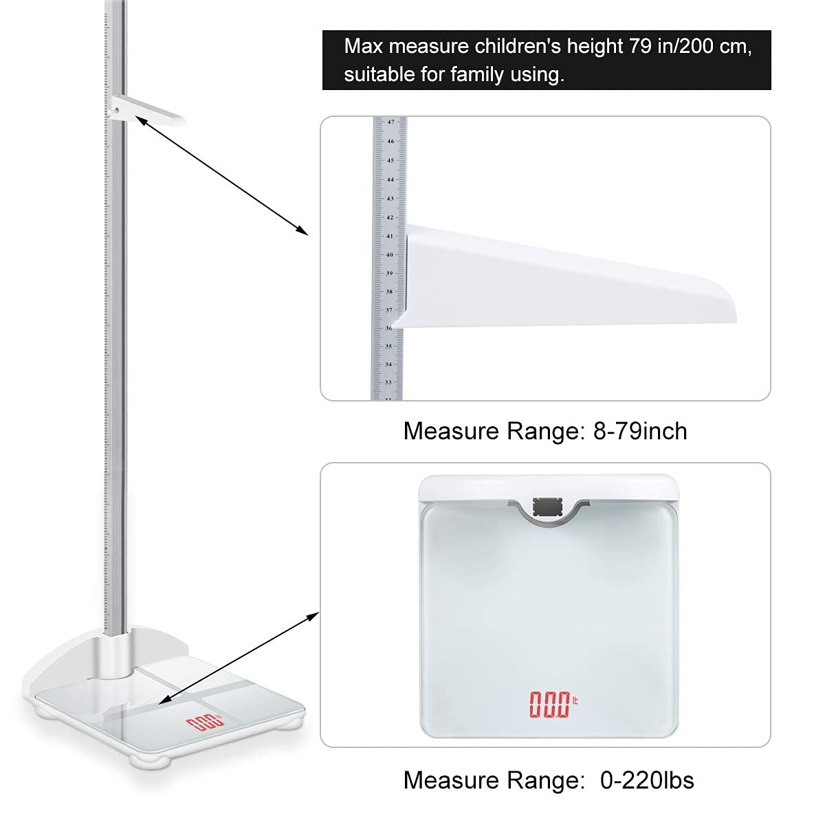 Buy ONE-MI Digital Scale Physician Body Weight Portable Stadiometer 2 ...