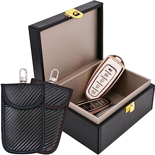 LPZAKVE Faraday Box for Car Keys with 2 Pack Faraday Pouch (Red & Blue ...