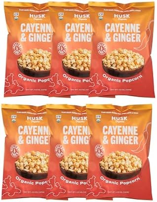 Amazon.com: Organic Popcorn | 4.5 OZ Cayenne & Ginger - 6 Pack | Gluten ...