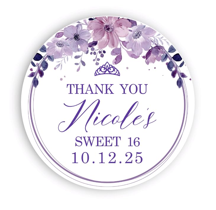 Amazon.com: Personalized Sweet Sixteen Party Favor Stickers - Birthday ...