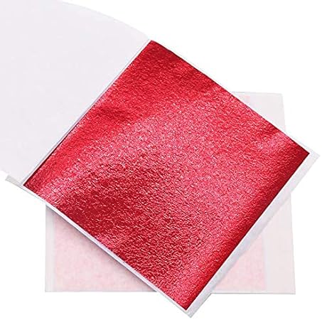 Amazon.com : VGSEBA Gold Leaf Sheets,100pcs 3.15" x 3.35" Red Imitation ...