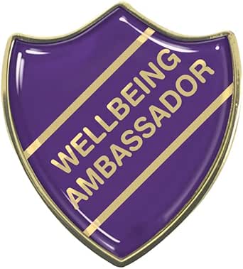 Capricornone Wellbeing Ambassador Purple School Shield Badge : Amazon ...
