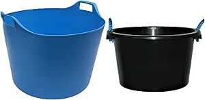 75L Sky Blue Extra Large Flexi Tub With 45L Black Bucket With Rope ...