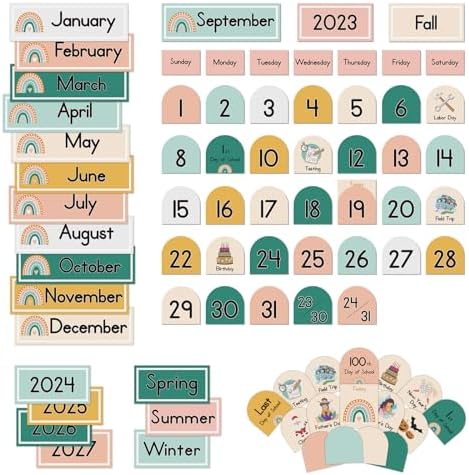 Amazon.com: Eamay Boho Calendar Pocket Chart Cards and Classroom ...