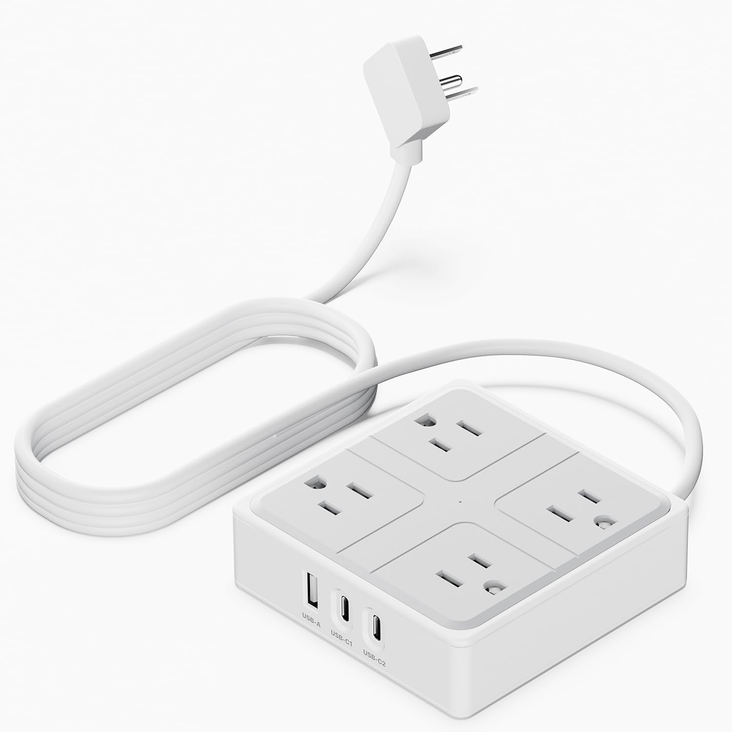 Amazon.com: Flat Plug Power Strip, 5ft Ultra Flat Extension Cord - 3 ...