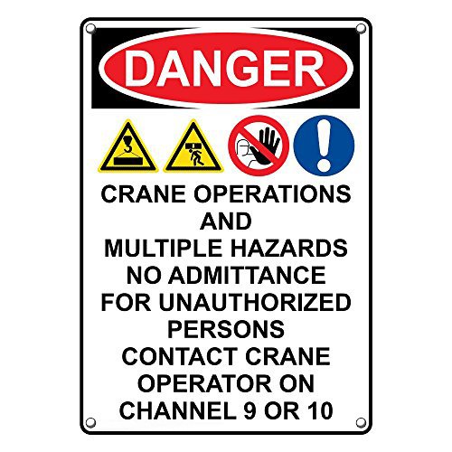 Weatherproof Plastic Vertical OSHA Danger Crane Operations Sign with ...