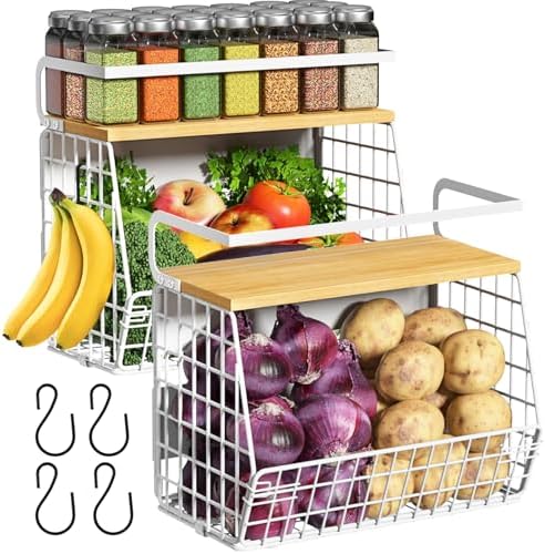 Amazon.com: Ofiray-home Magnetic Fridge Shelf with Wood Lid, Fruit ...
