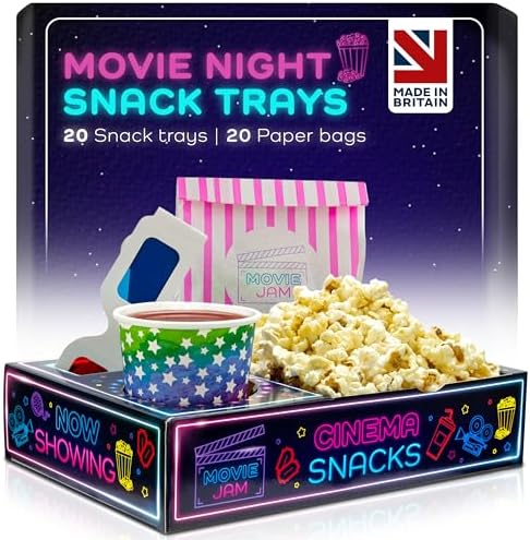 Moviejam Movie Night Snack Trays - (20pcs) 10 Cardboard Popcorn Boxes ...