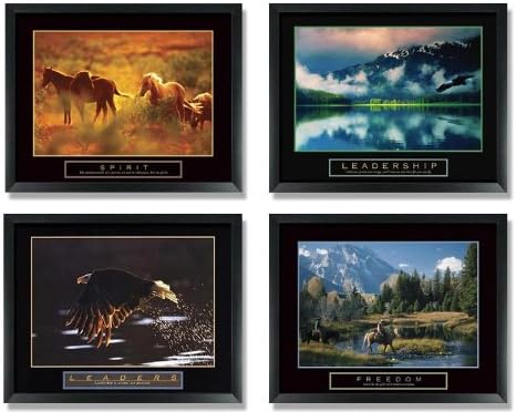 Amazon.com: 4 Framed Bald Eagle Horse Wolf Motivational Posters ...
