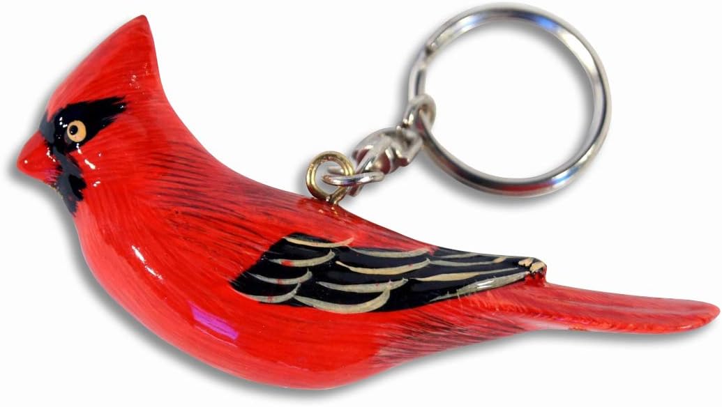 Amazon.com: Hand Painted Red Male Cardinal Bird Keychain : Clothing ...