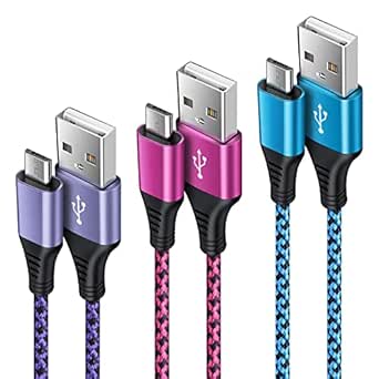 Micro USB Cable,3Pack /6Ft USB Mini Charging Cable Android Charger Lead ...