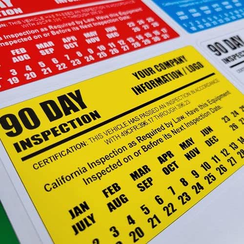 Amazon.com: 90 Day Inspection Labels for BIT/DOT Inspection Decals ...