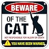 Amazon.com: Beware of Cat Sign, Funny Attack Cat Sign, 12x12 Inches, 55 ...