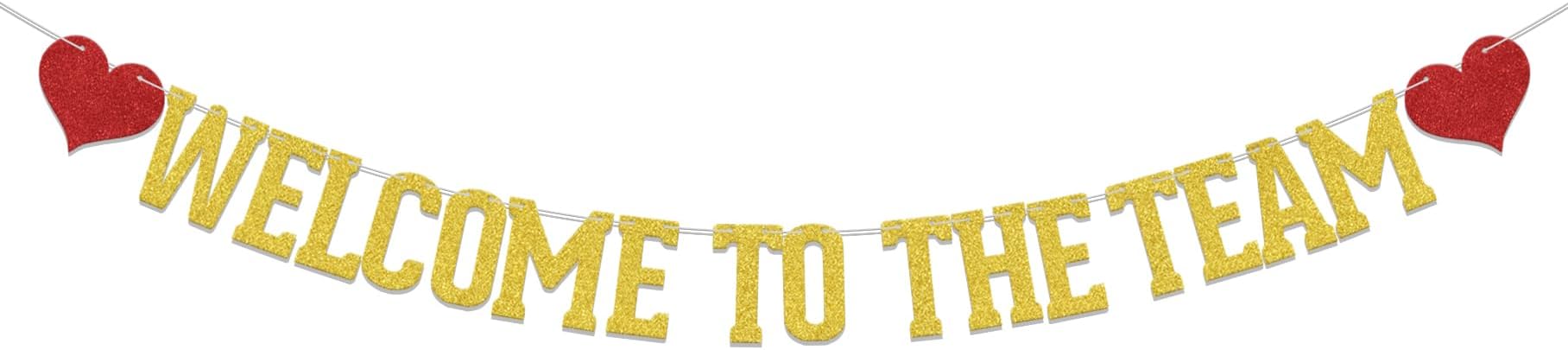 Amazon.com: Welcome to the Team Banner, Gold Glitter New Employee ...